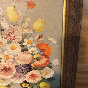 Framed Marion Rice Floral Print Textured Vintage Wall Art Wall Decor ...