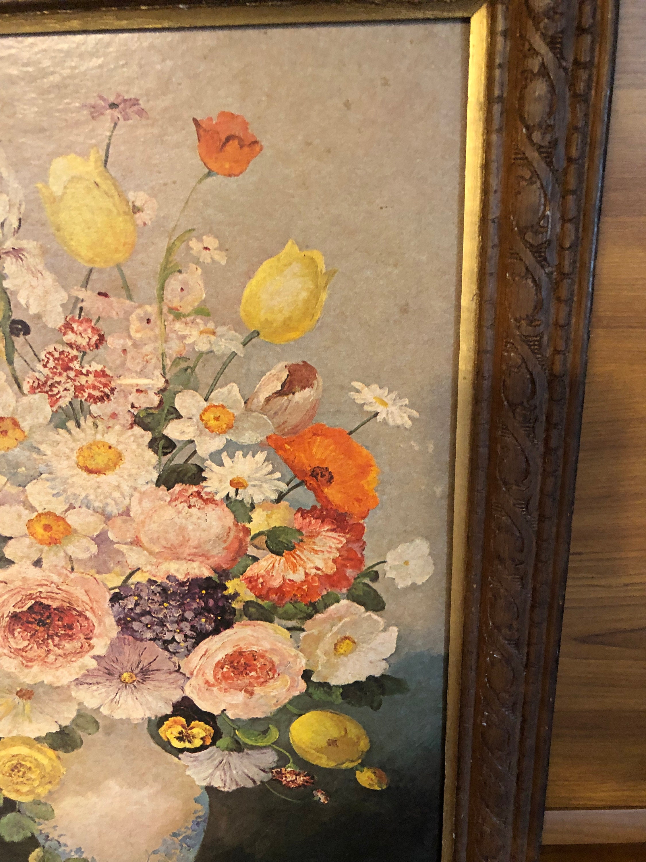 Framed Marion Rice Floral Print Textured Vintage Wall Art Wall Decor ...
