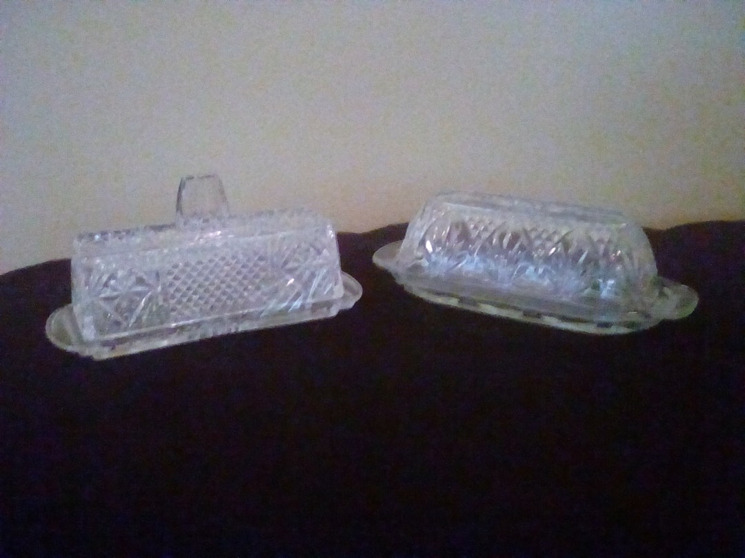 Vintage Glass Covered Butter Dish MCM - Etsy
