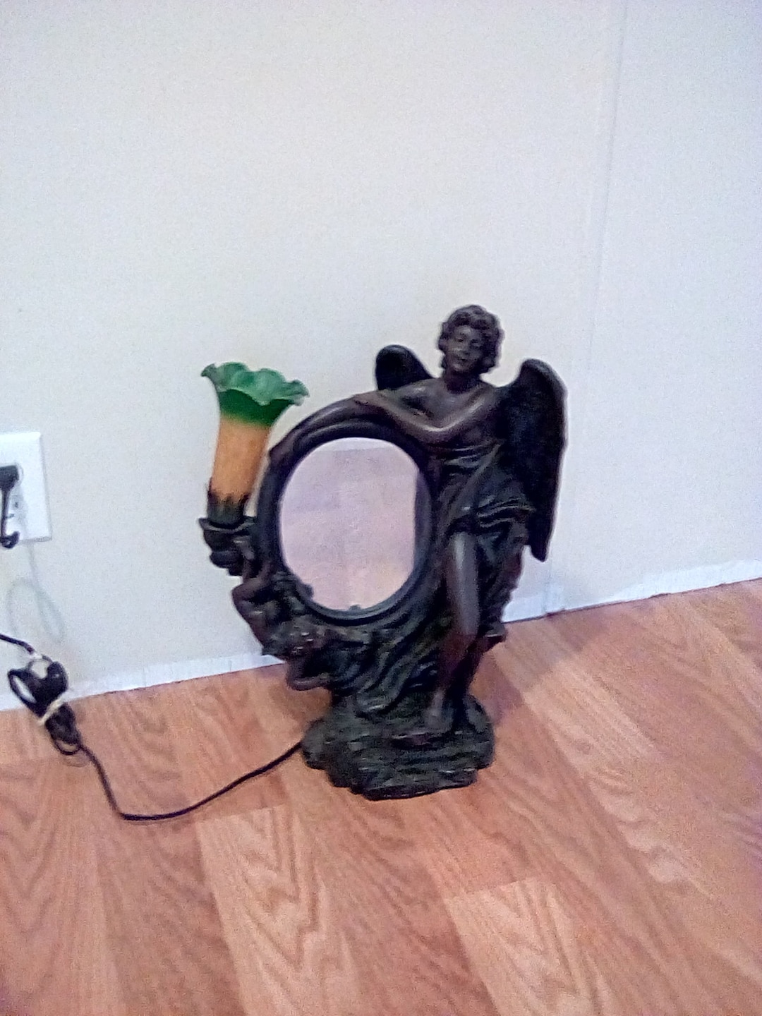 Vintage Angel Mirror and Trumpet Lamp - Etsy