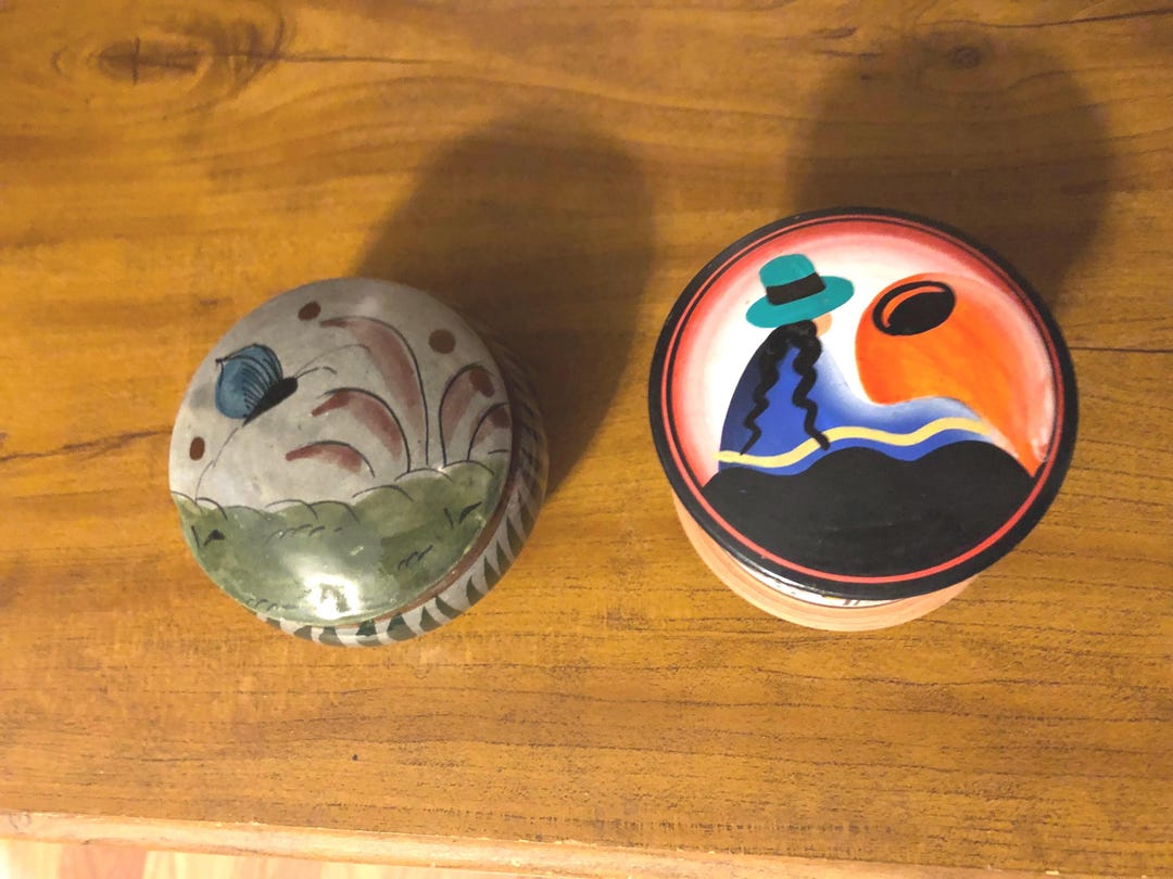 Peruvian and Mexican Tonala Trinket Boxes Vintage Multicolored ...