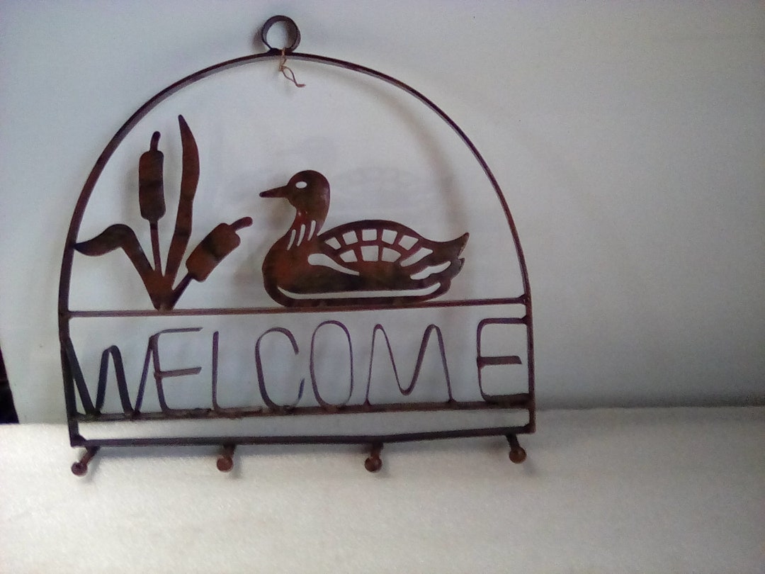Metal Art Duck Welcome Sign/keys Holder - Etsy