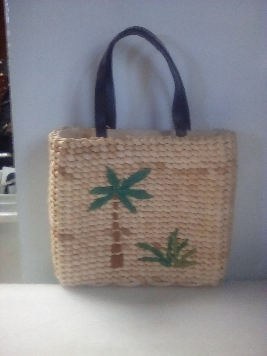 Kim Rogers Straw Palm Tree Purse Handbag - Etsy
