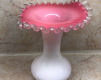 Vintage Fenton Carnival Opalescent Iridescent Pink Glass With Ruffled ...