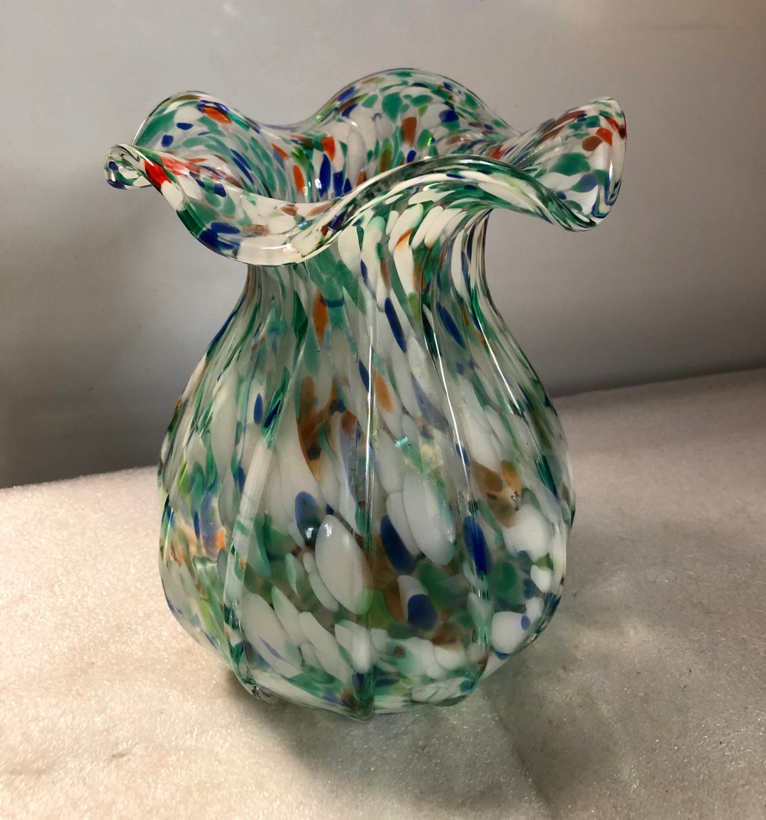 Art Glass Splatter Vase Multicolored Vintage - Etsy