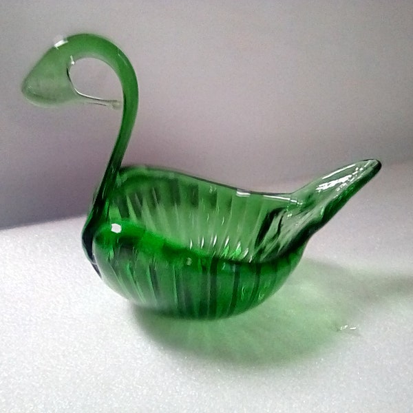 Green Glass Swan - Etsy