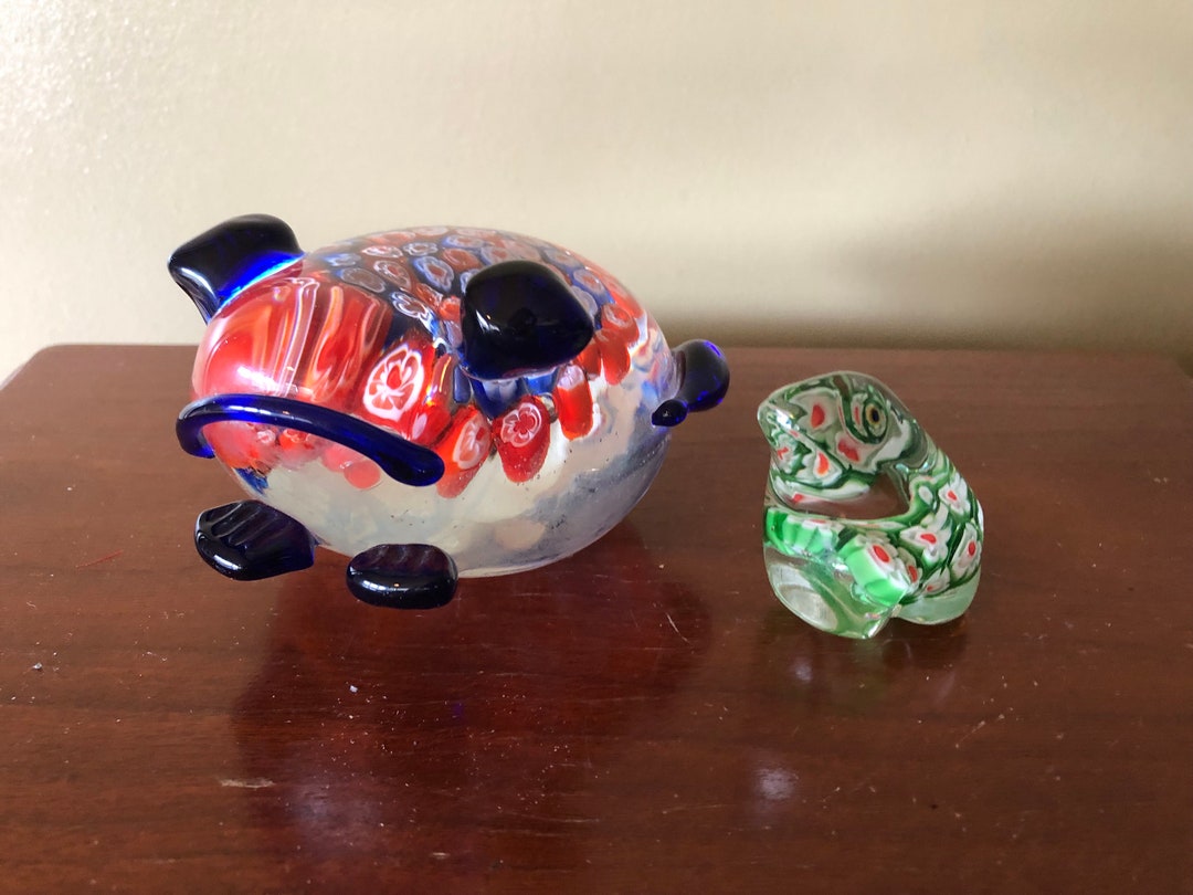 Murano Millefiori Frog Glass Paperweights - Etsy