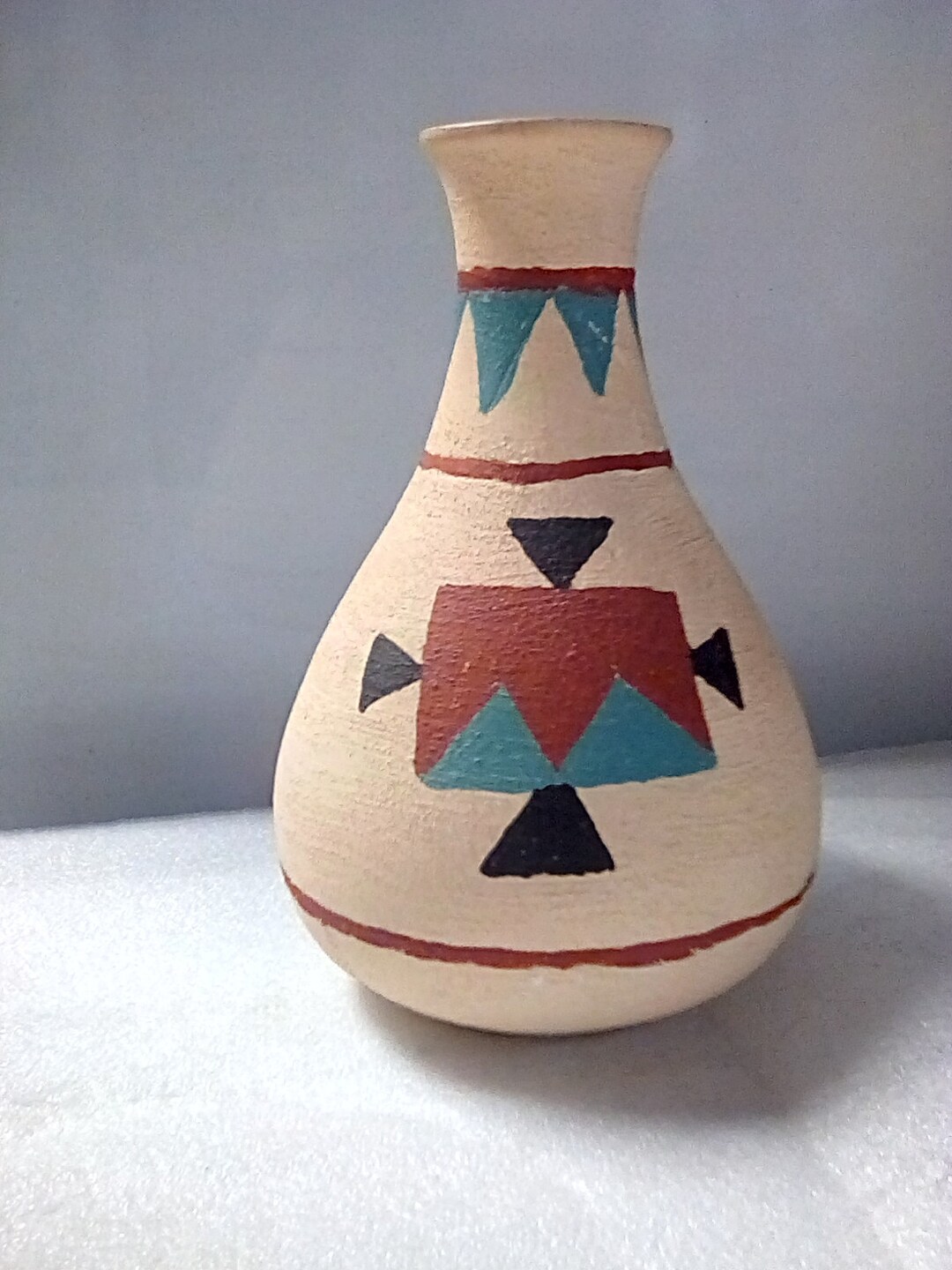 Native American Sandstone Art Pottery Vase Geometric Vintage - Etsy