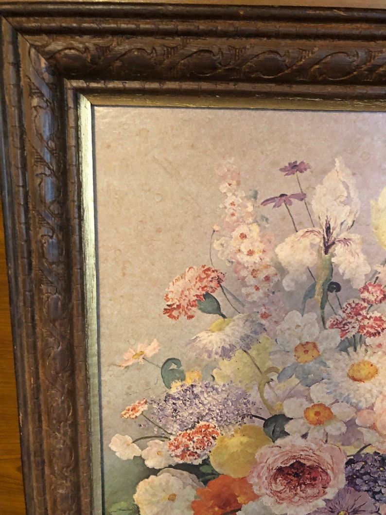 Framed Marion Rice Floral Print Textured Vintage Wall Art Wall Decor ...