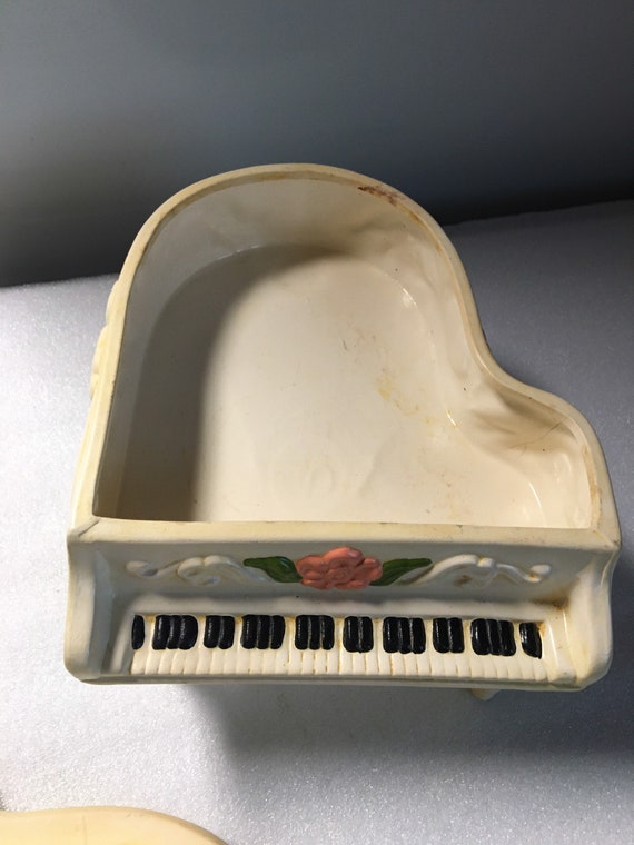 Grand Piano Trinket Box Rare Large Ceramic Floral Emb… - Gem