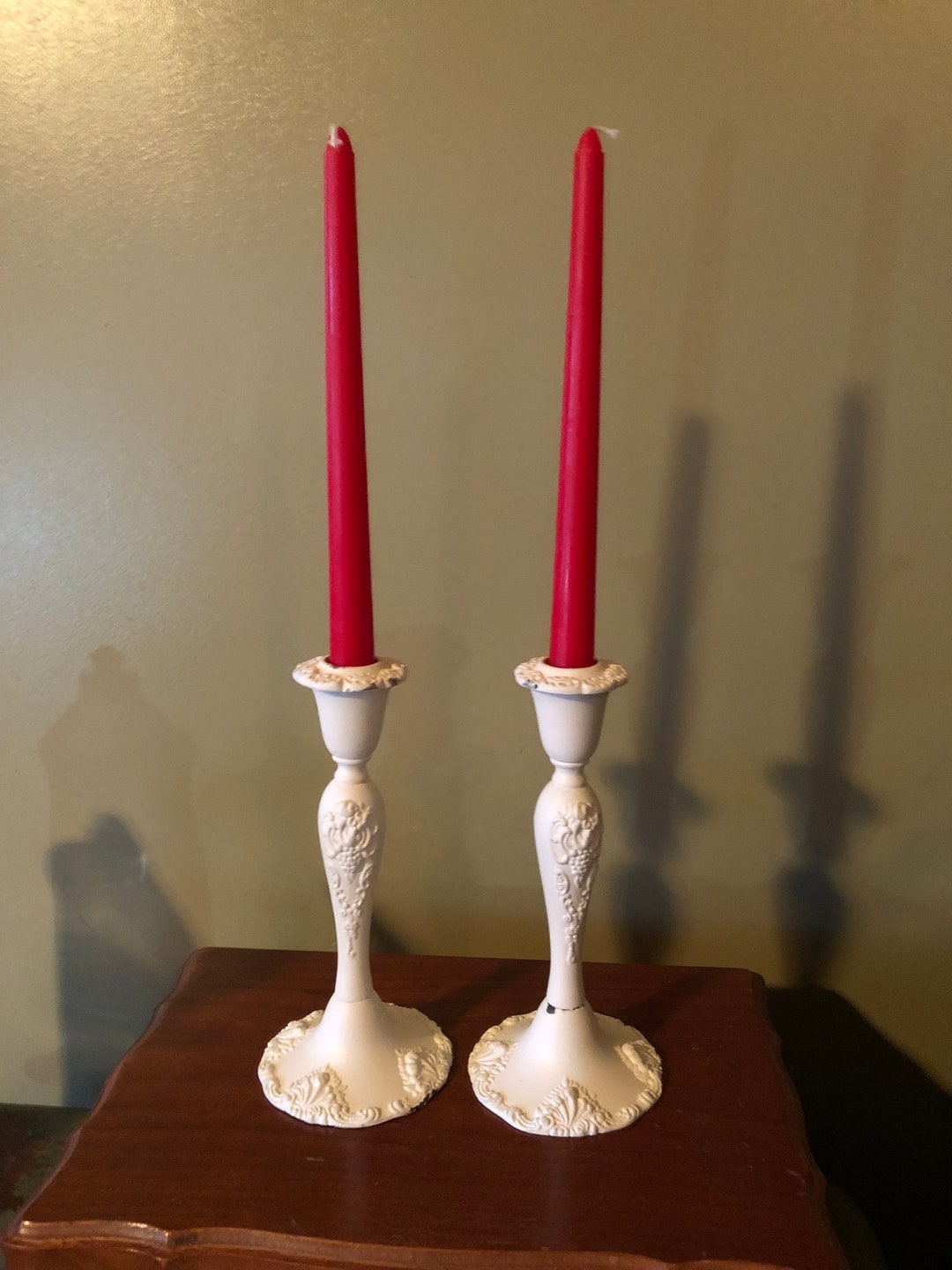 Baroque Godinger Candle Holders Painted Shabby Chic Boho Vintage ...