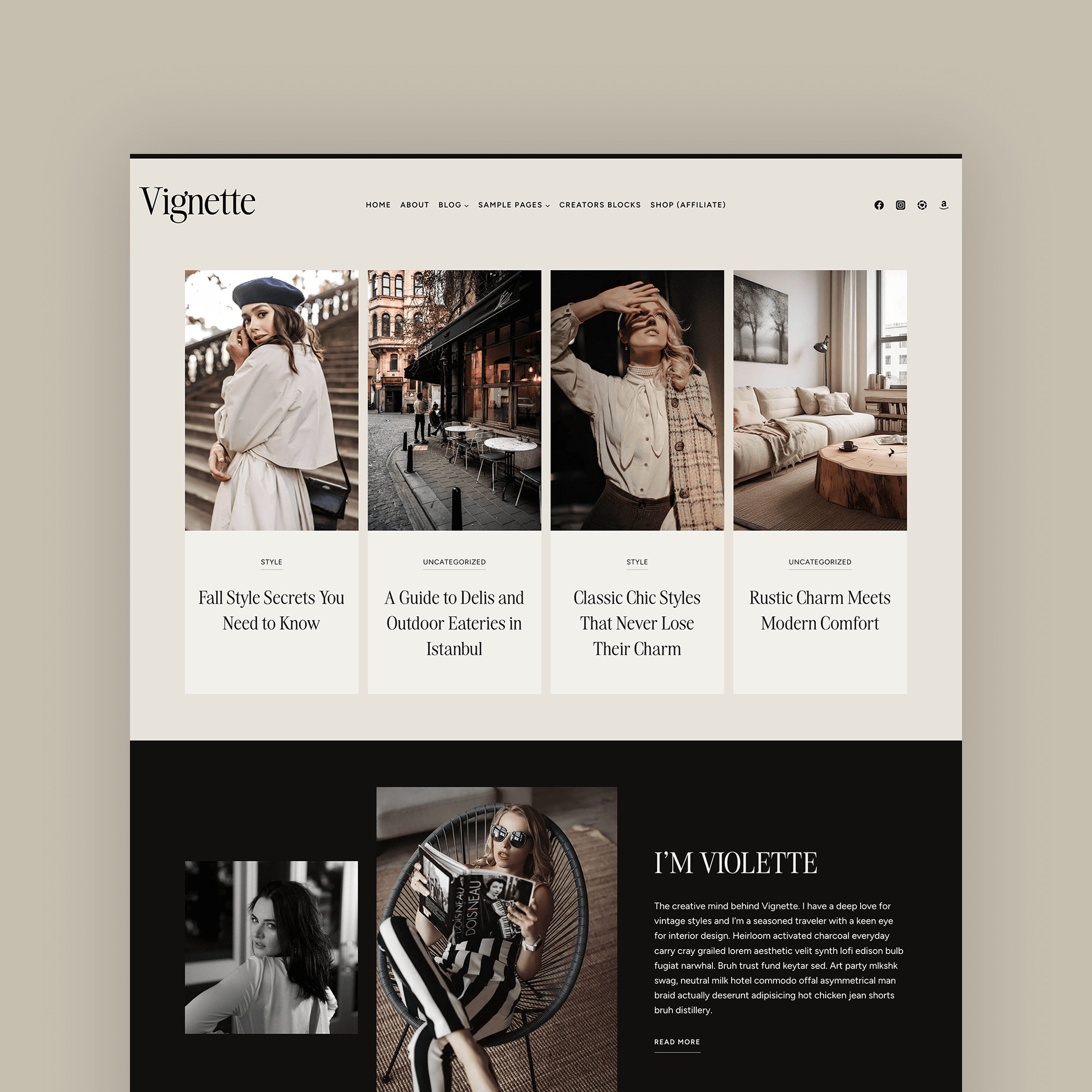 VIGNETTE Wordpress Blog Theme for Bloggers and Influencers Responsive Wordpress Theme Kadence ...