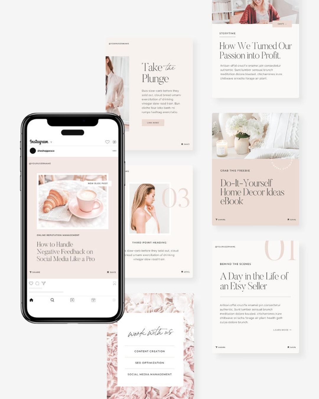Pink Aesthetic Instagram Post Templates for Entrepreneurs, Influencers ...