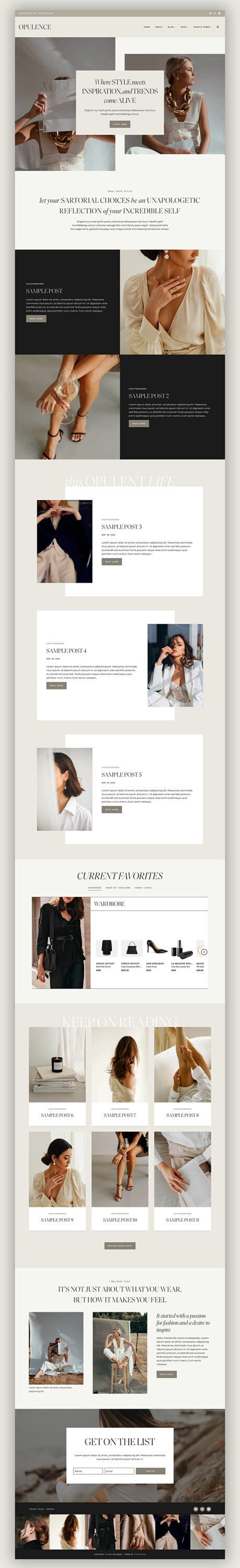 OPULENCE Wordpress Blog Theme for Bloggers and Influencers - Etsy