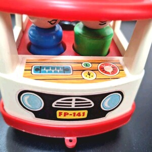 VTG Fisher Price Little People Mini Bus Red 1969 With 3 People 1 Dog EC ...