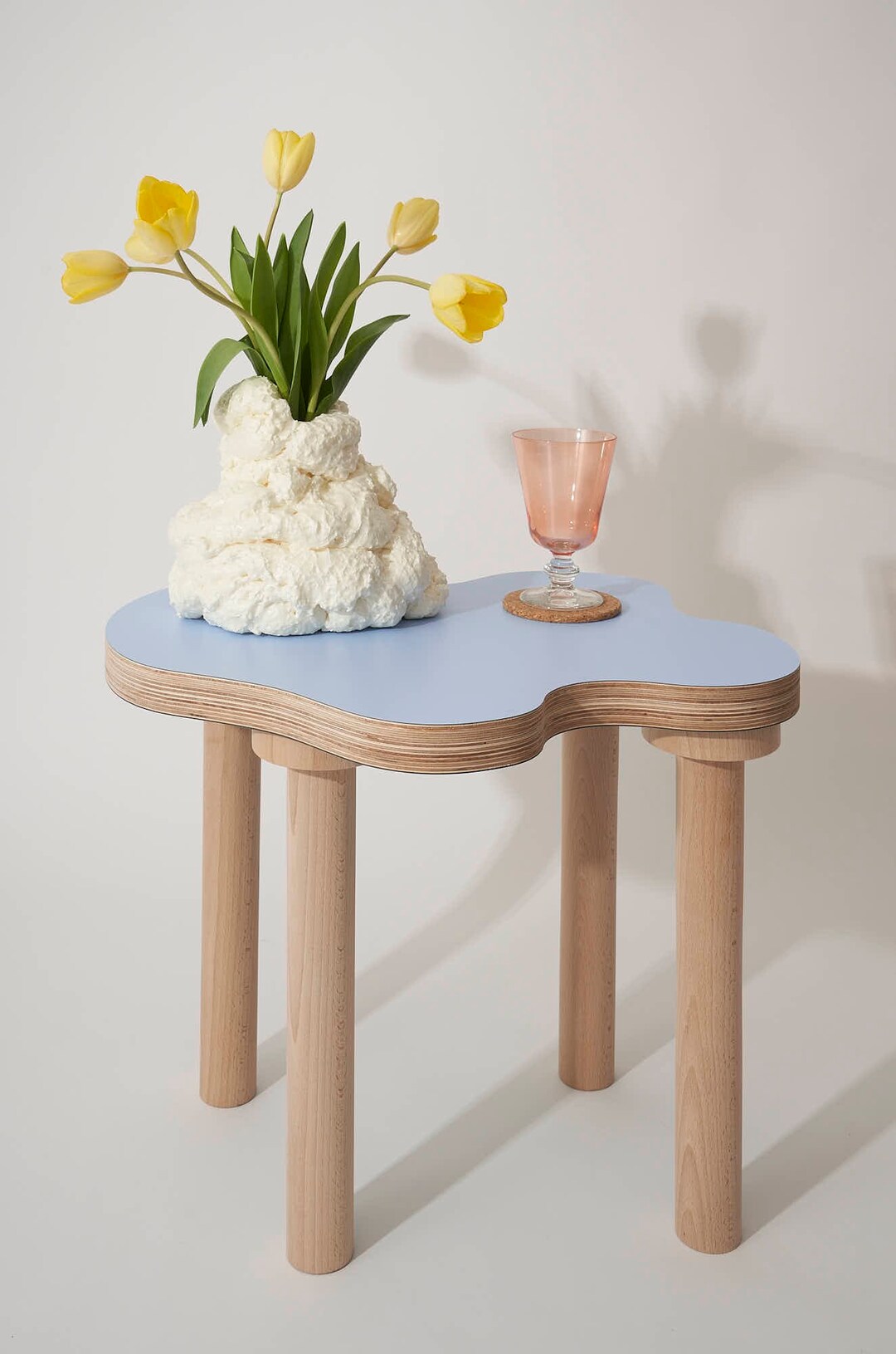 Memphis Milano Style Coffee Table Side Table Stool in Pale Blue. Wiggle ...