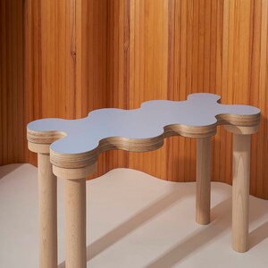 Wavy Curvy Wiggle Squiggle Coffee Table Side Table Stool in Blue - Etsy