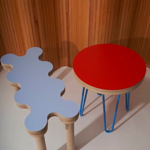 Wavy Curvy Wiggle Squiggle Coffee Table Side Table Stool in Blue - Etsy