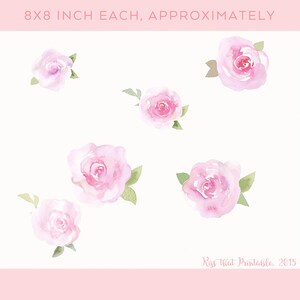 6 Watercolor Pink Roses | Watercolor Clip Art, Hand Painted ...