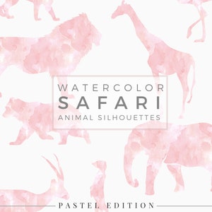 9 Pastel SAFARI Bundle | Watercolor Animal Silhouette, Clip Art Package ...