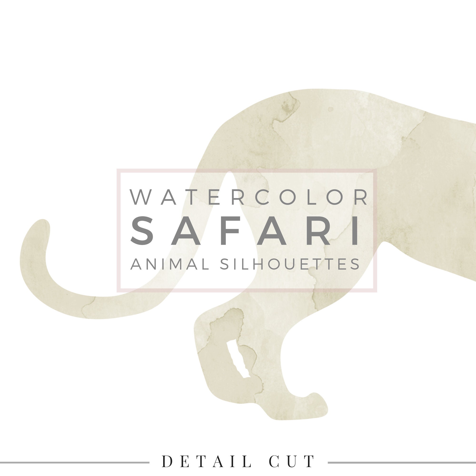 9 Pastel SAFARI Bundle Watercolor Animal Silhouette, Clip Art Package ...