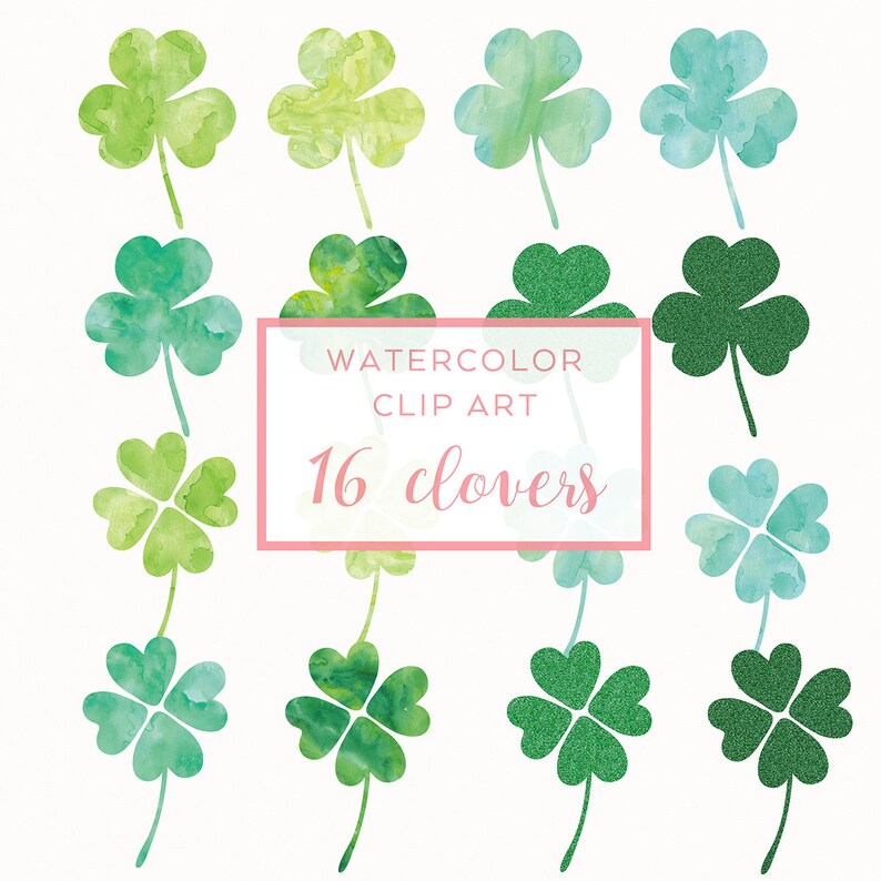 St.patrick's Day Set | Watercolor Clover Graphics, Watercolor Clip Art ...