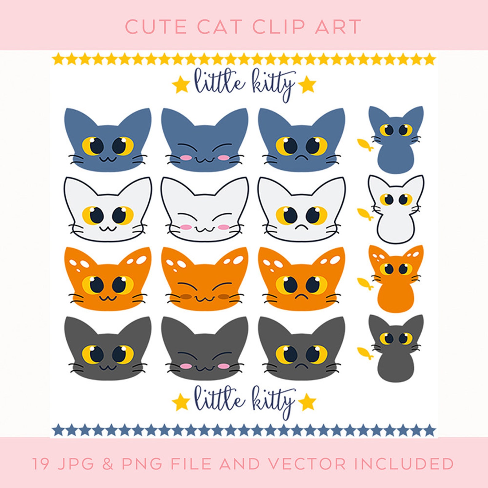 Little Kitten Cat Clip Art Commercial Use Clip Art Vector | Etsy