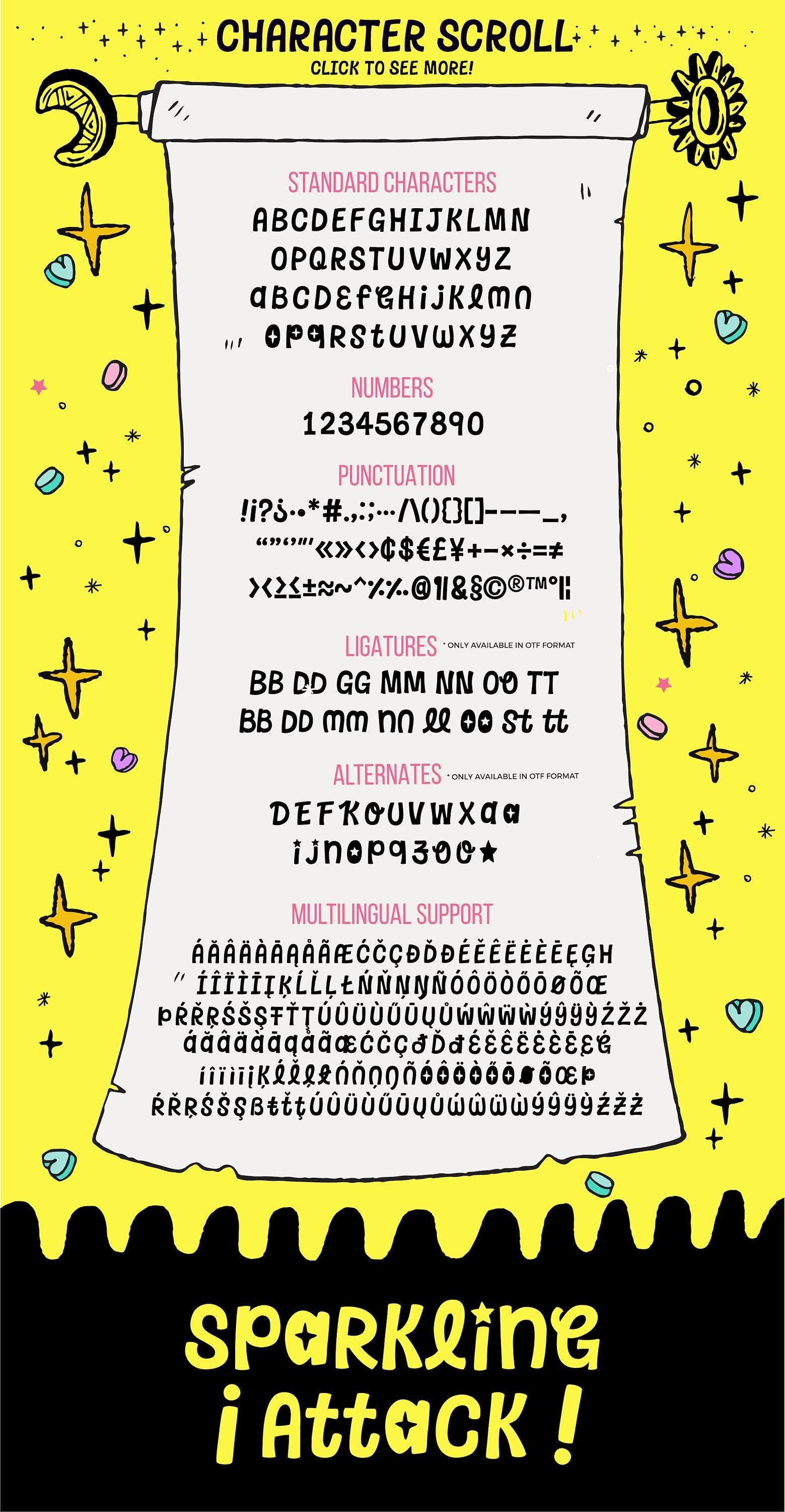 Sparkling Attack Font, Cartoon and Game Font, Display Typeface, Quirky ...