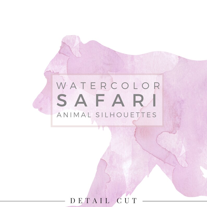 9 Pastel SAFARI Bundle Watercolor Animal Silhouette, Clip Art Package ...