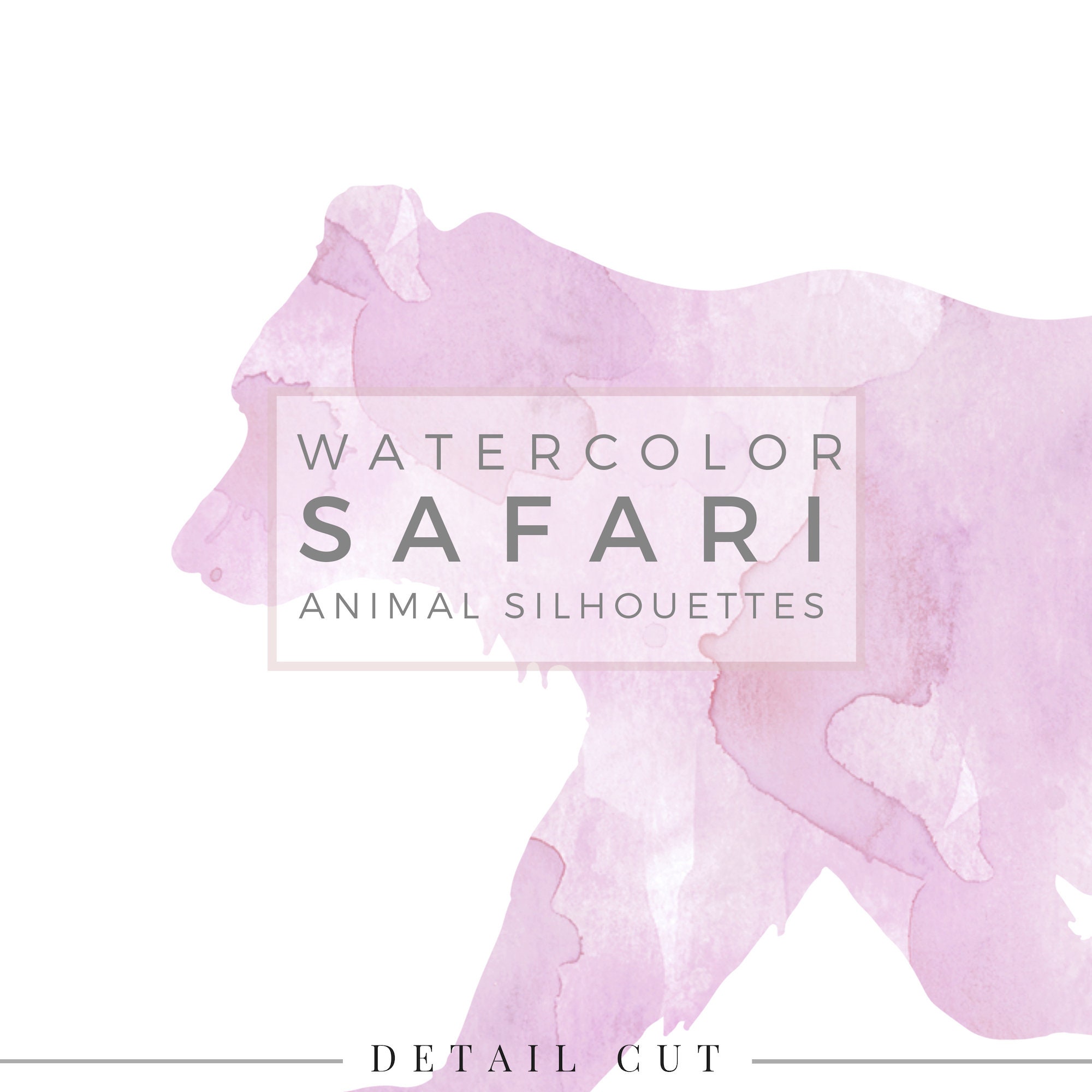 9 Pastel SAFARI Bundle Watercolor Animal Silhouette, Clip Art Package ...