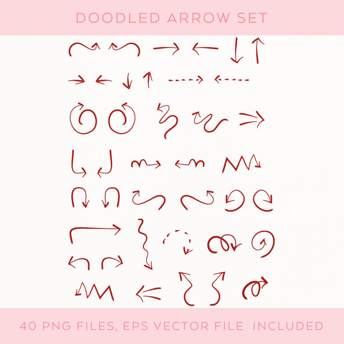 Digital Download Clip Art, Arrows Overlay, Doodle Black and Red Arrow ...