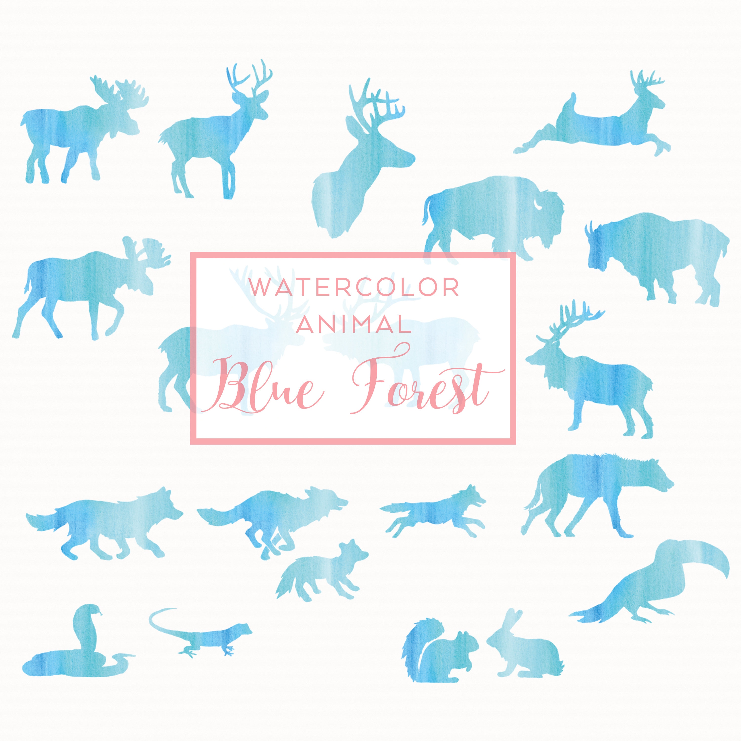 9 Forest Animal Silhouette Bundle Clip Art Package Animal - Etsy