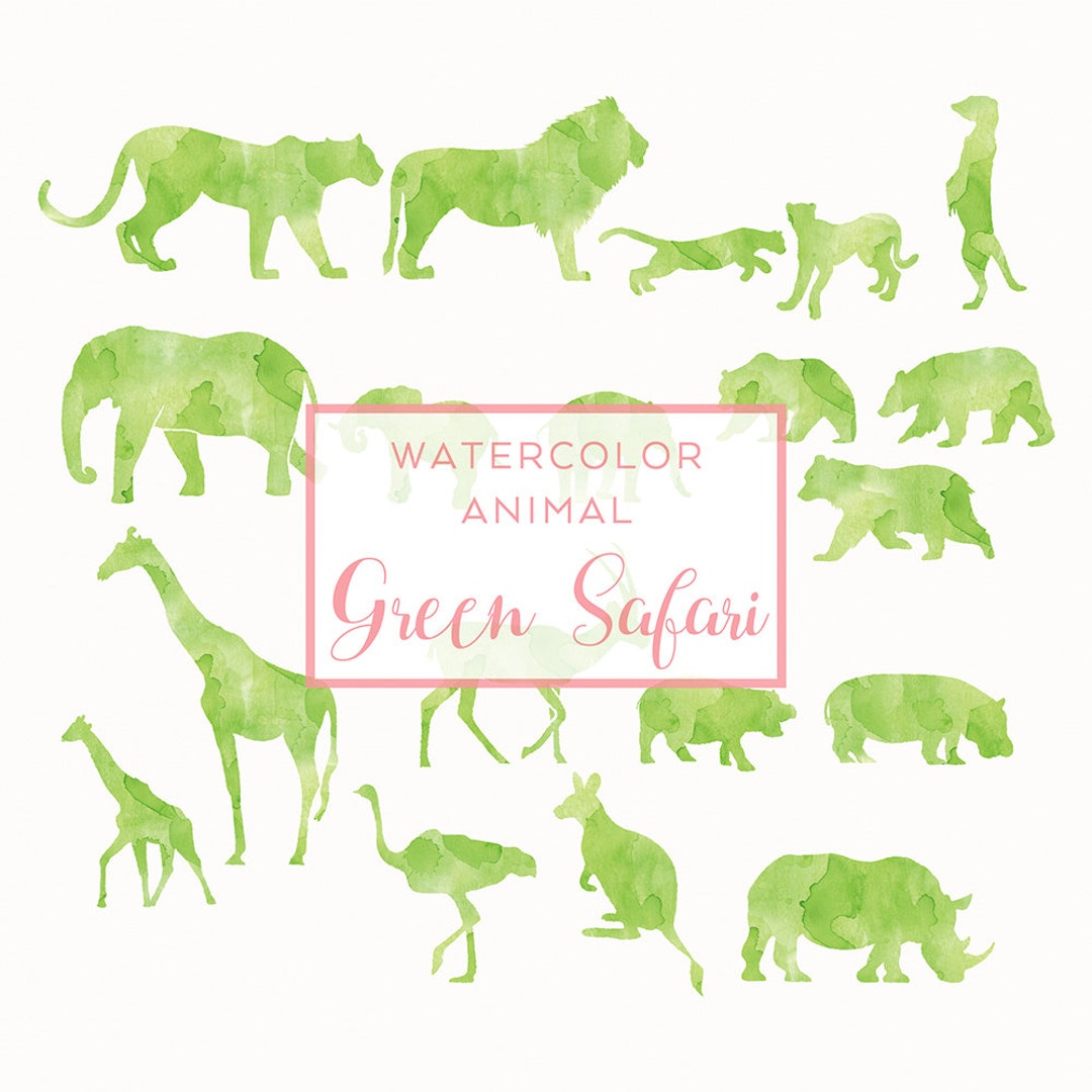 Safari Animal Silhouette Green | Clip Art, Animal Silhouette ...