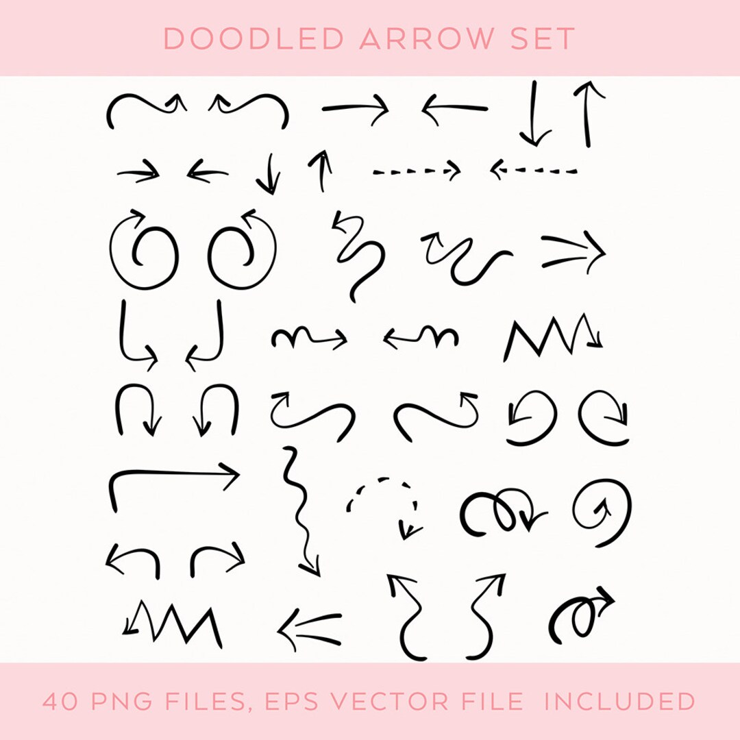 Digital Download Clip Art, Arrows Overlay, Doodle Black and Red Arrow ...