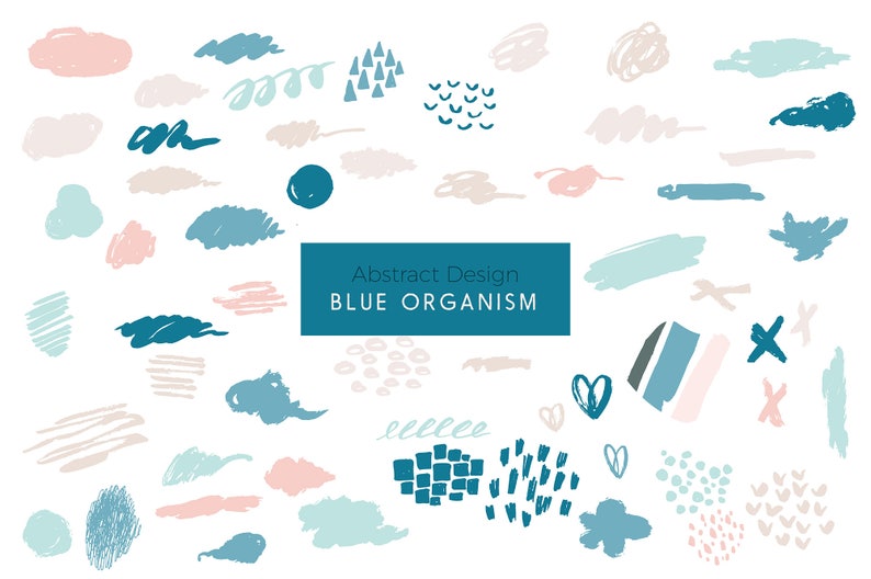 Blue Organism | Abstract Pattern Set, Clip Art, Digital Download ...