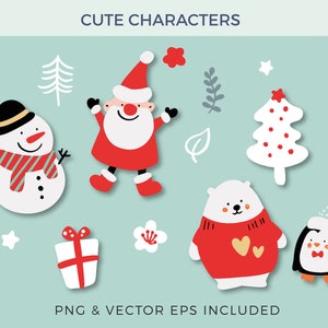 Merry Christmas Characters, Christmas Clip Art, Hand Lettering, Pastel ...