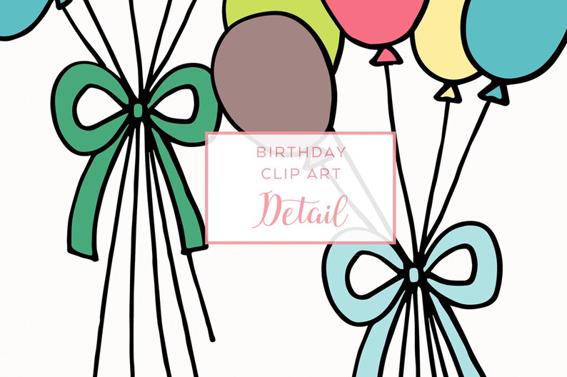 Doodled Birthday Set | Digital Download Clip Art, Birthday Illustration ...