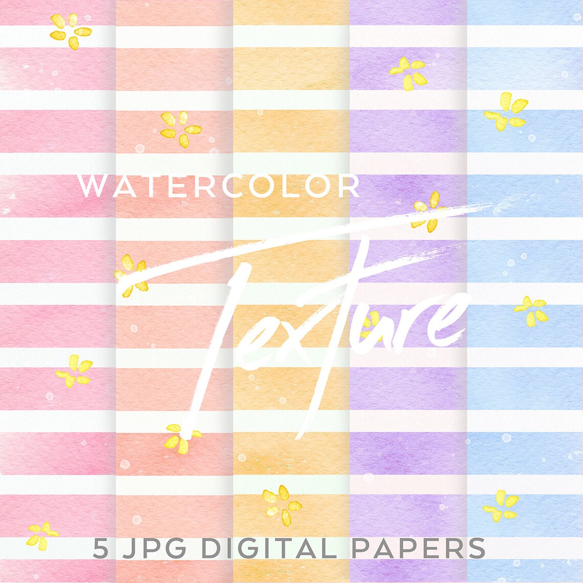 Watercolor Stripe Texture, Flower Digital Paper, Watercolor Stripe ...