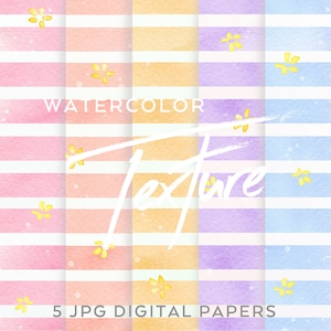 Watercolor Stripe Texture, Flower Digital Paper, Watercolor Stripe ...