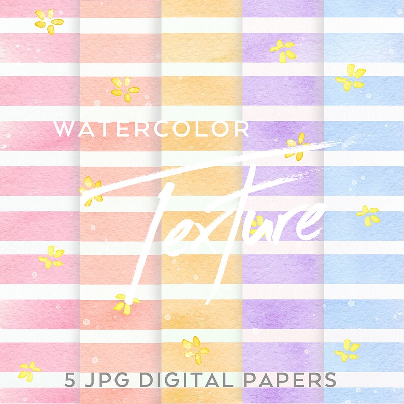 Watercolor Stripe Texture, Flower Digital Paper, Watercolor Stripe ...