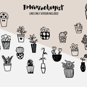 Imperfectionist | Plants Pots Clip Art, Digital Download, Potted Cactus ...