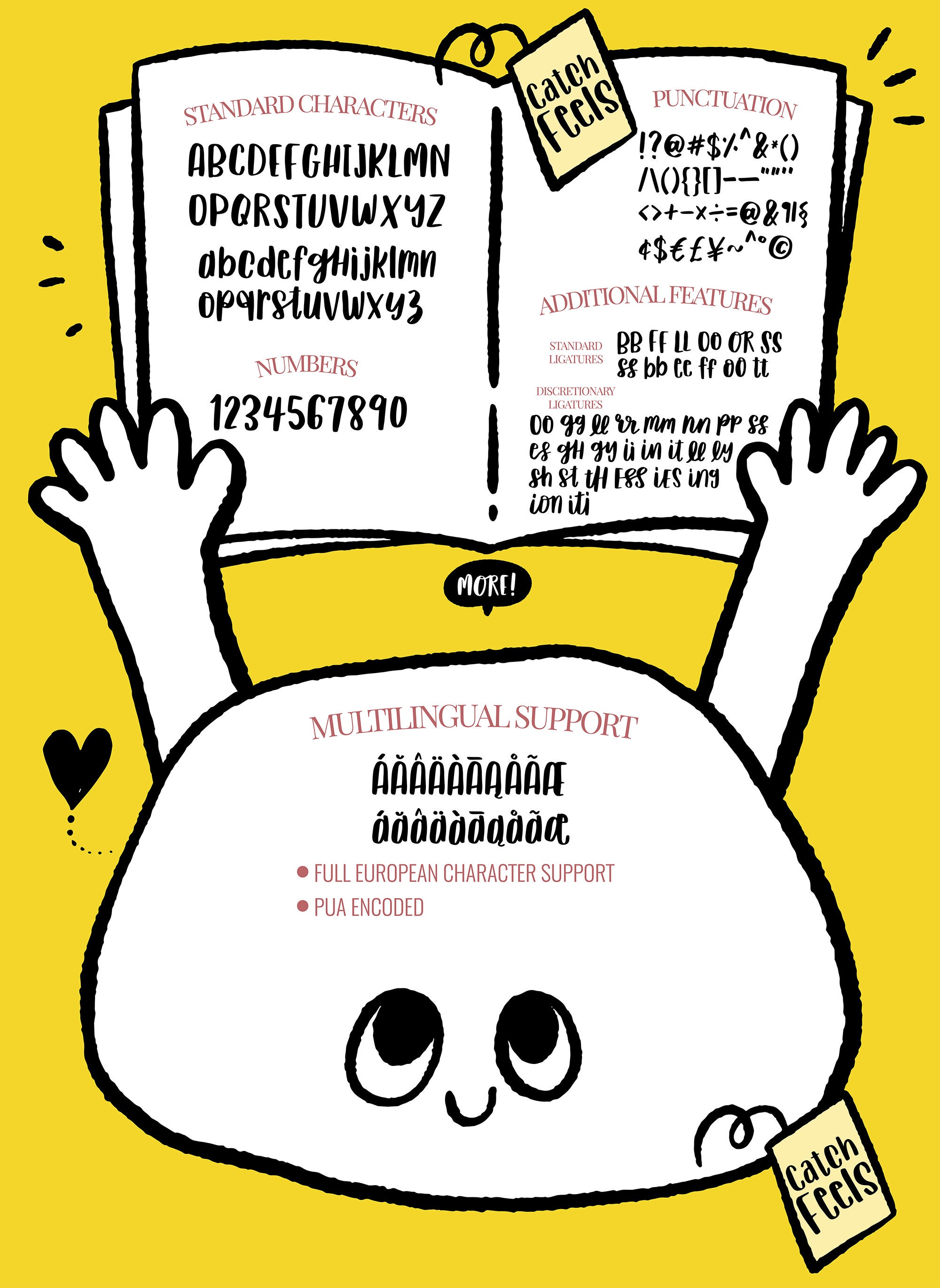 Catch Feels Font, Hand Lettered Font, Artistic Typography, Fun Kids ...
