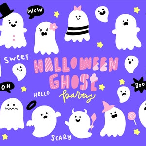 Halloween Ghosts Clip Art, KAWAII Clip Art, Digital Download Halloween ...