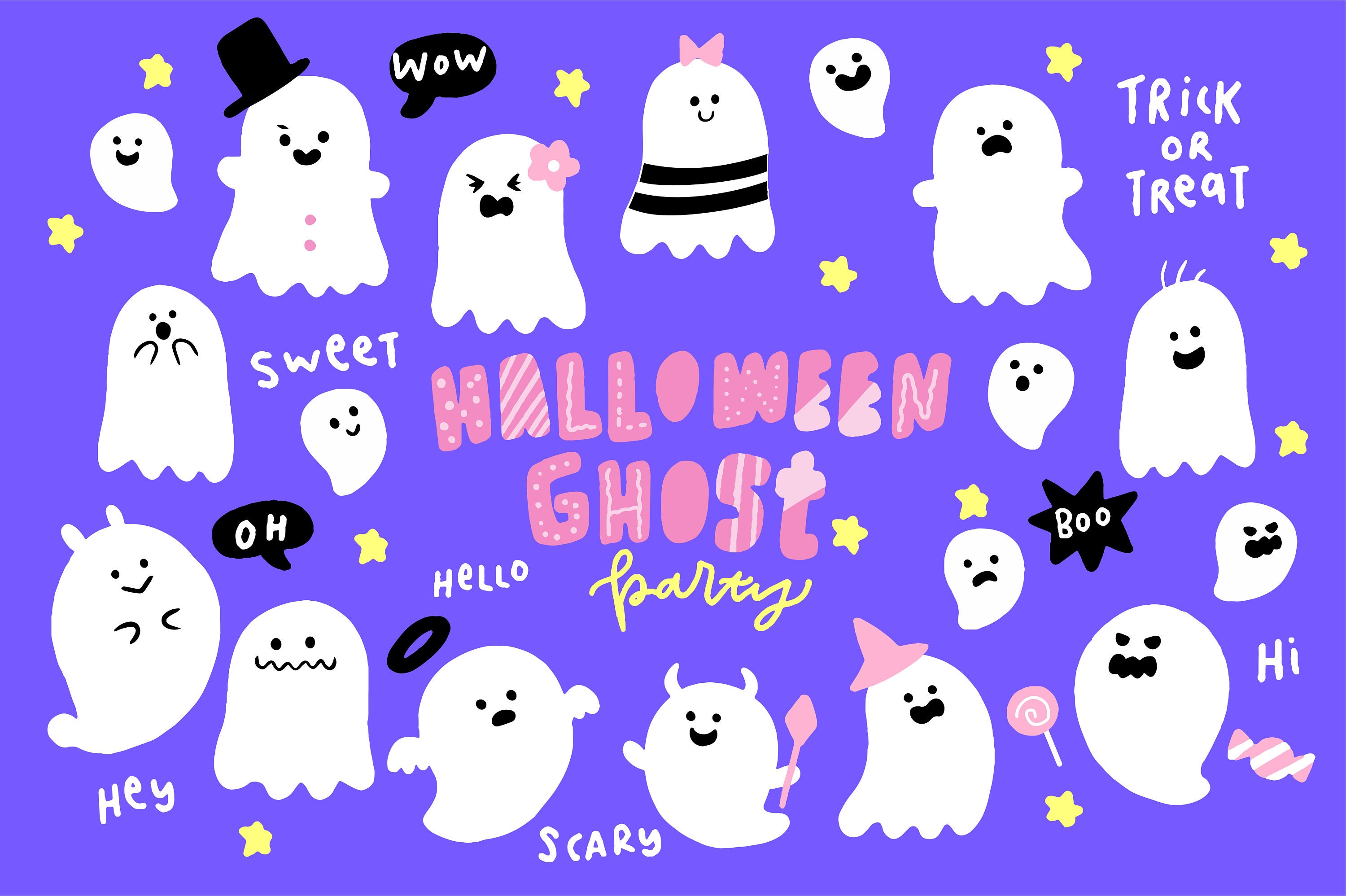 Halloween Ghosts Clip Art KAWAII Clip Art Digital Download - Etsy