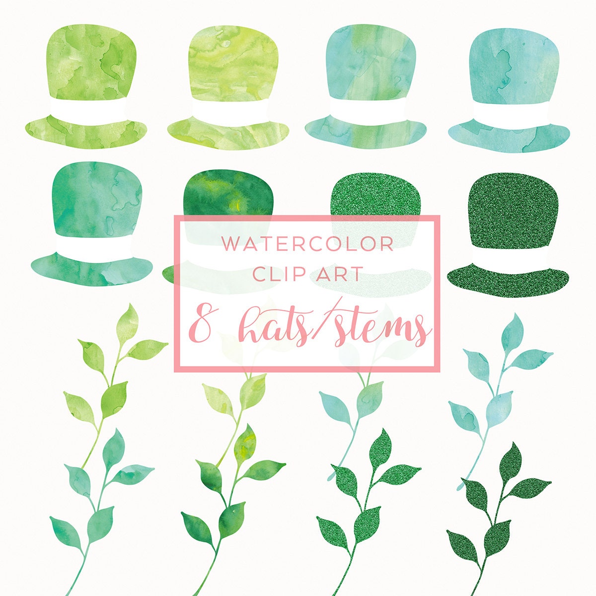 St.patrick's Day Set | Watercolor Clover Graphics, Watercolor Clip Art ...