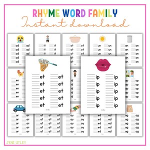 Word Family Rhyming Writing Practice Printable Preschool Prek - Etsy