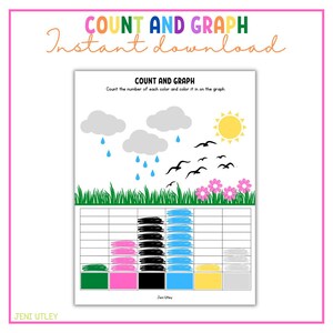 Colors | Count and Graph | Preschool | Worksheet | Printable | Pre K - Etsy