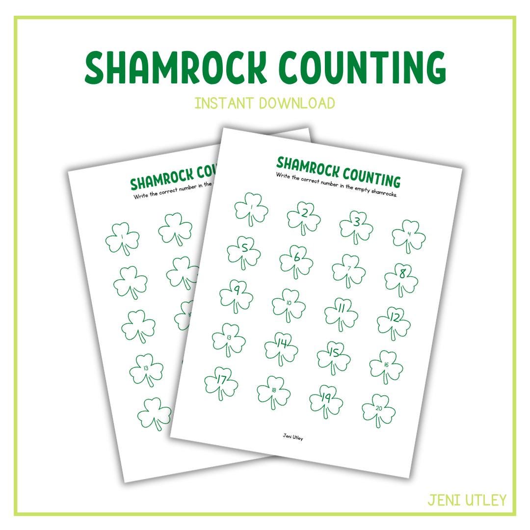 Shamrock Counting Printable – St. Patrick’s Day Counting to 20 Activity ...