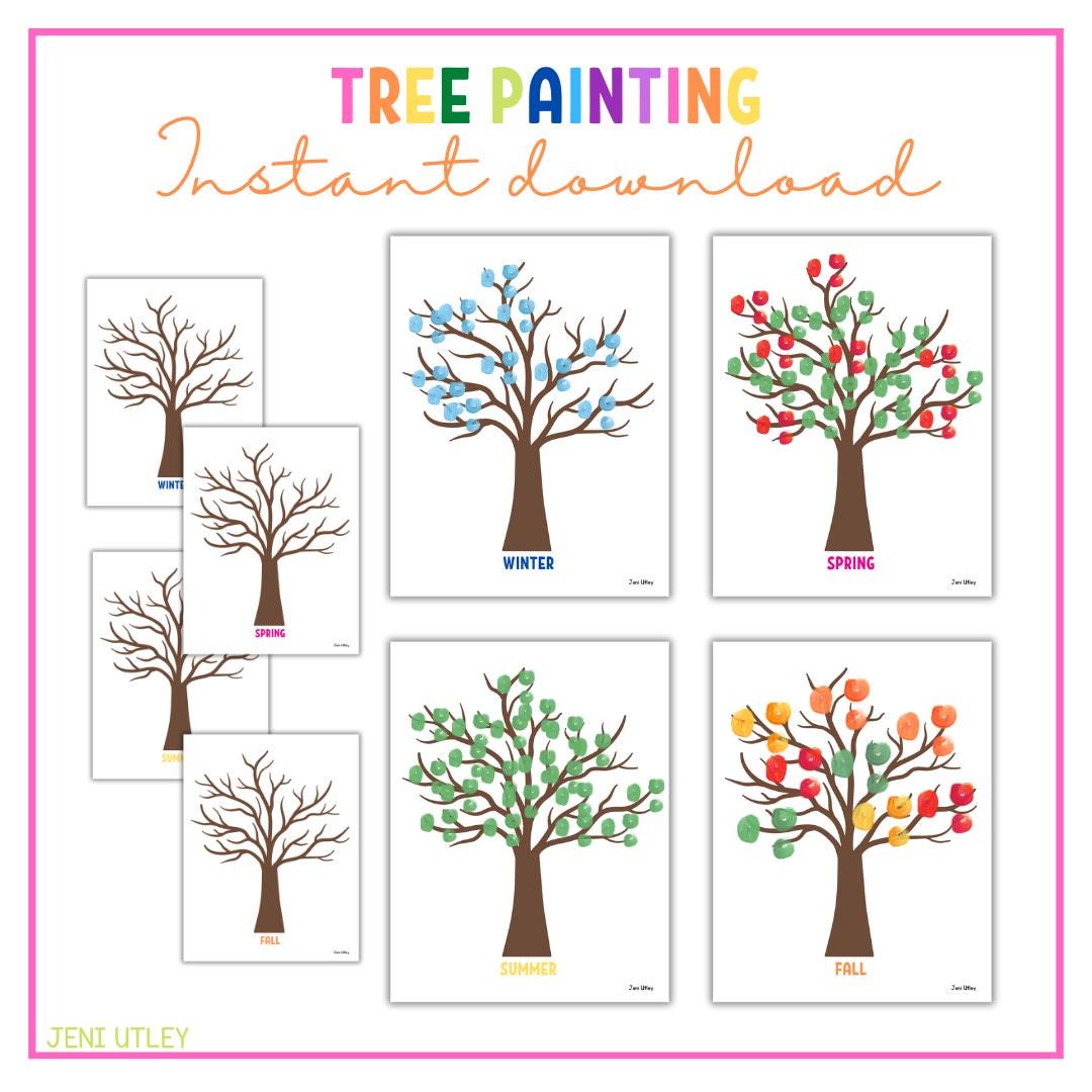 Seasonal Tree Painting Activity | Four Seasons Craft for Kids | Finger ...