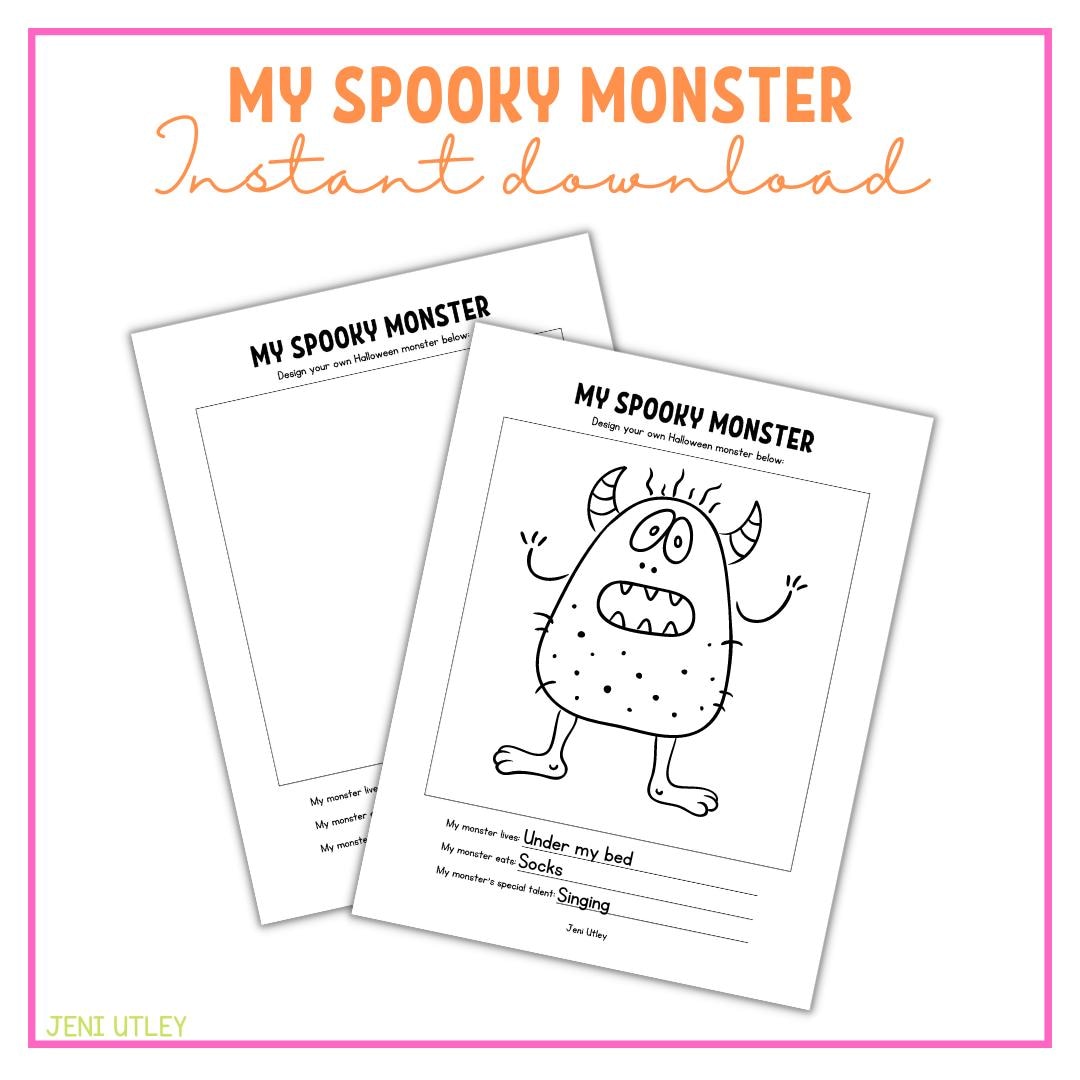 My Spooky Monster | Halloween Art Activity for Preschoolers - Etsy
